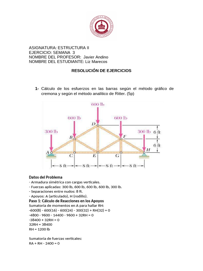 Semana Iii - Ficha - Estructura Ii (Estática) | PDF | Braguero | Ingeniería estructural