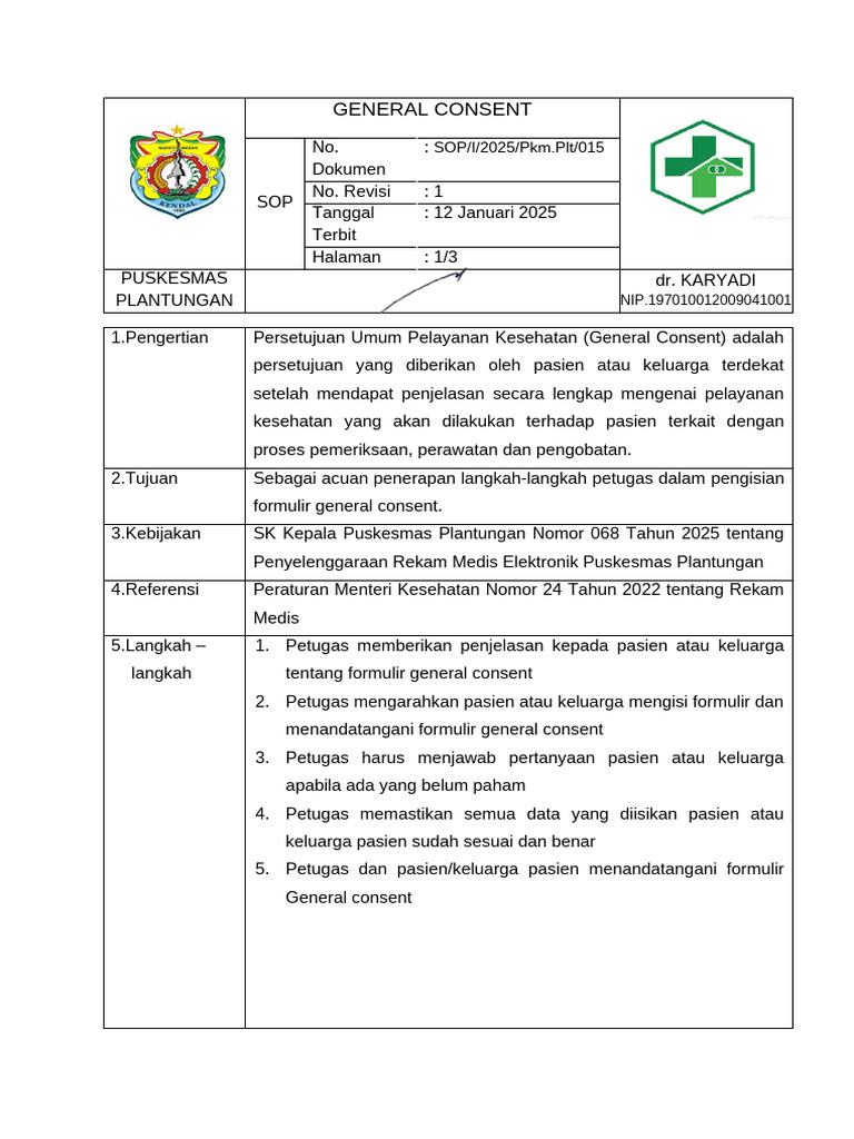 2025 015 Sop General Consent | PDF