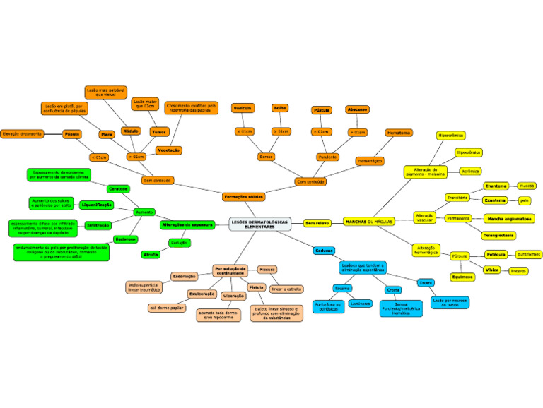 Mapa Mental Lesões Dermatológicas | PDF