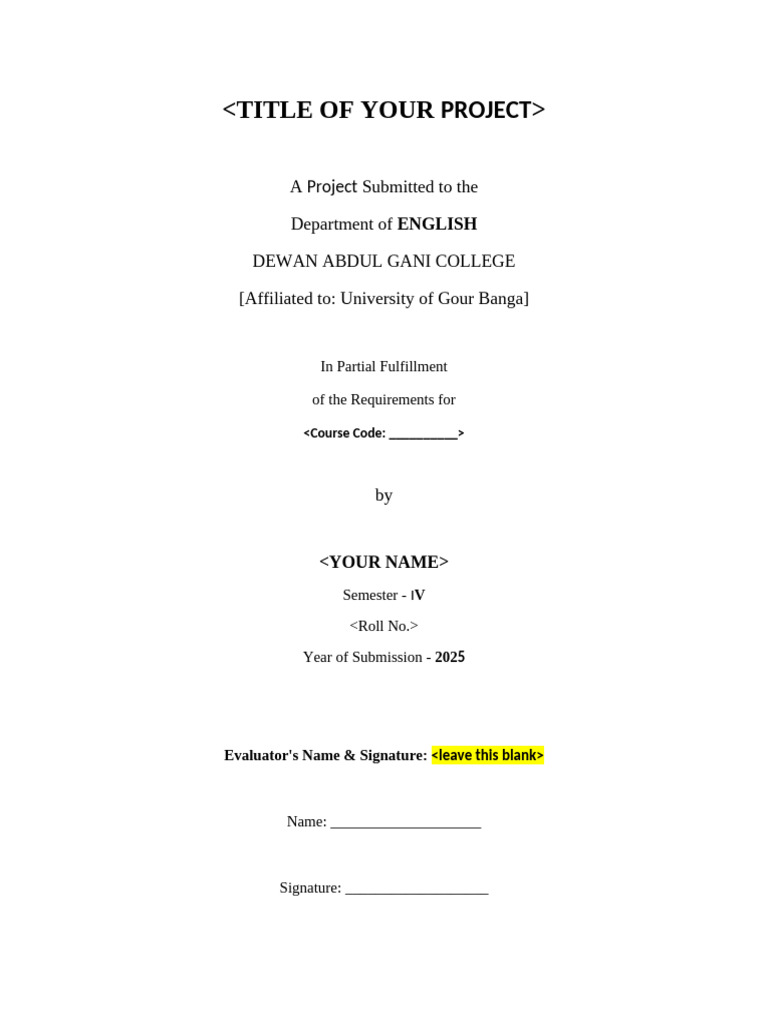 Project Cover Page | PDF