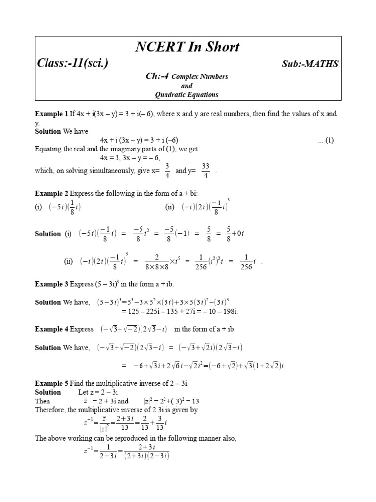 Expressing Complex Numbers in Standard Form | PDF | Complex Number ...