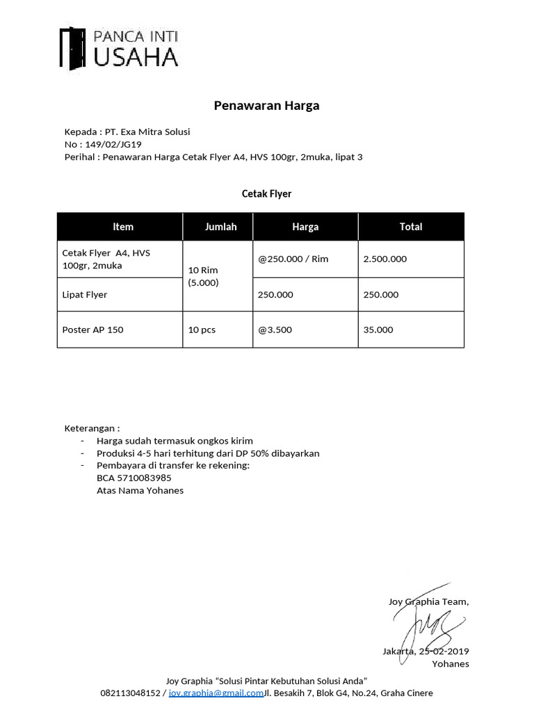 Penawaran Harga Cetak Flyer A4 2 Muka | PDF