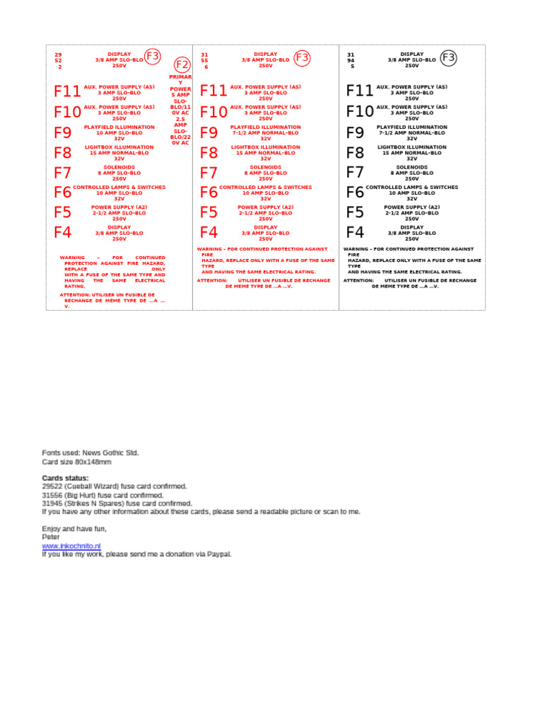 Gottlieb_System3_fuse_card | PDF | Electronic Engineering
