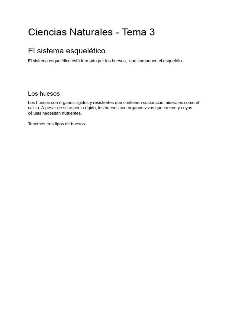 Ciencias Naturales - Tema 3 | PDF | Esqueleto | Músculo