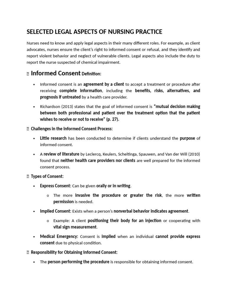 Chapter 4 Selected Legal Aspects of | PDF | Informed Consent ...
