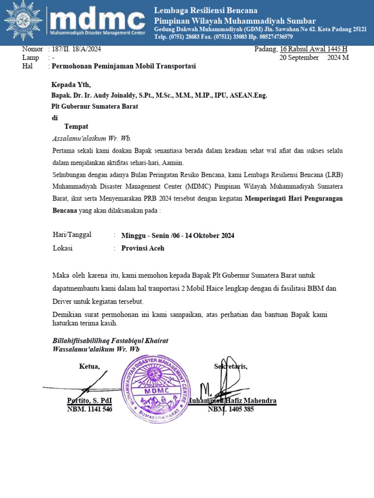 Permohonan Mobil untuk PRB 2024 | PDF