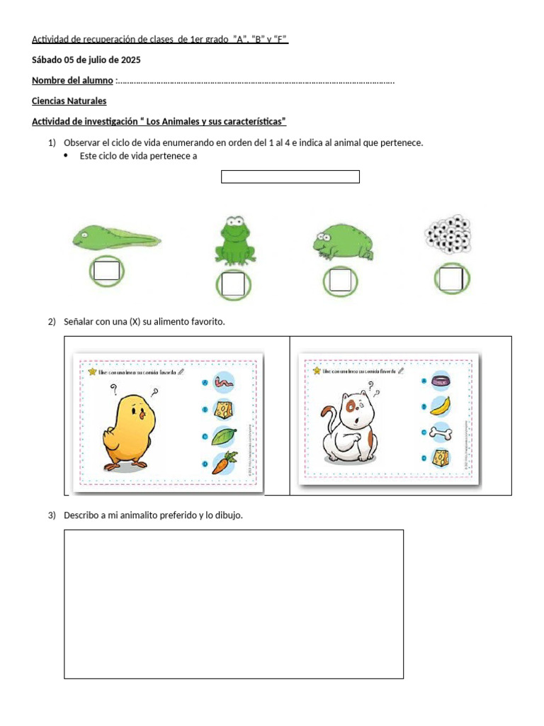 Los Animales y Sus Caracteristicas | PDF