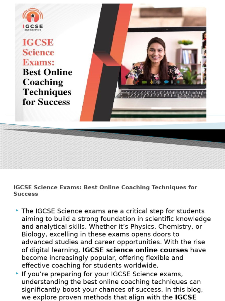 IGCSE Science Exams Best Online Coaching Techniques For Success | PDF ...