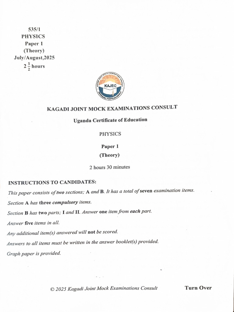 Phy1 KAJEC Mock 2028 - 250805 - 104910 | PDF