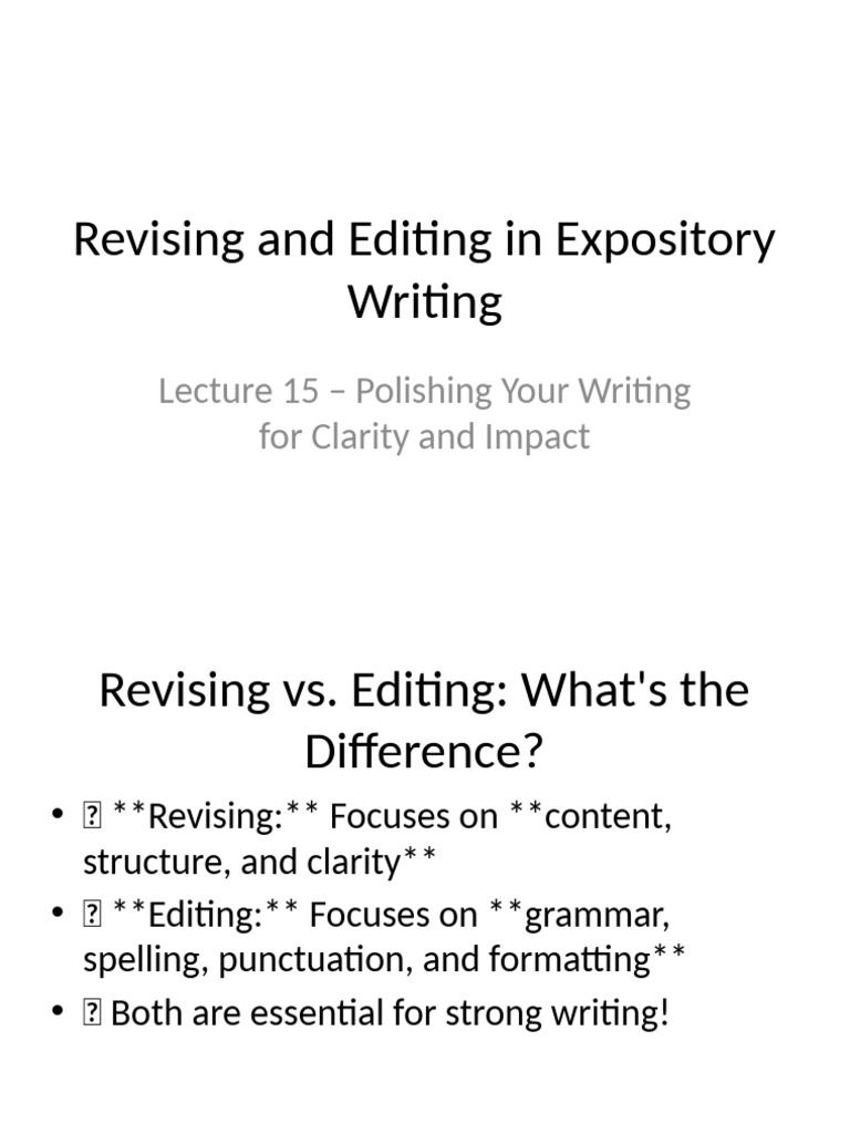 Revising vs. Editing in Writing | PDF