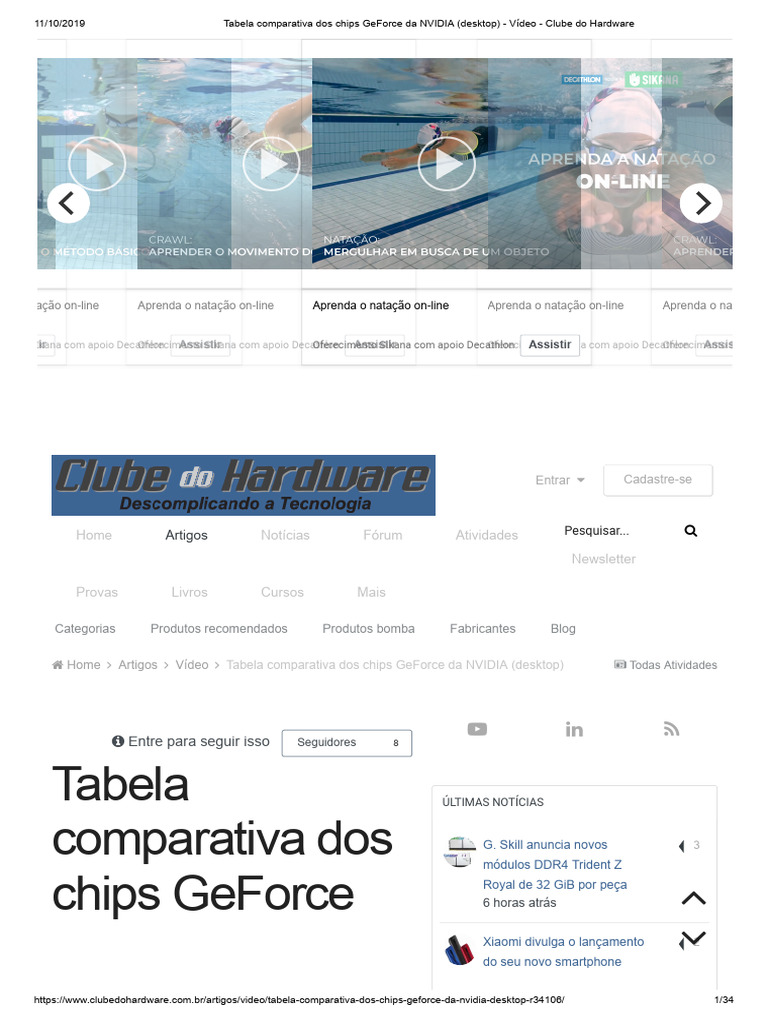 Tabela comparativa dos chips GeForce da NVIDIA (desktop) - Vídeo - Clube do Hardware | PDF ...