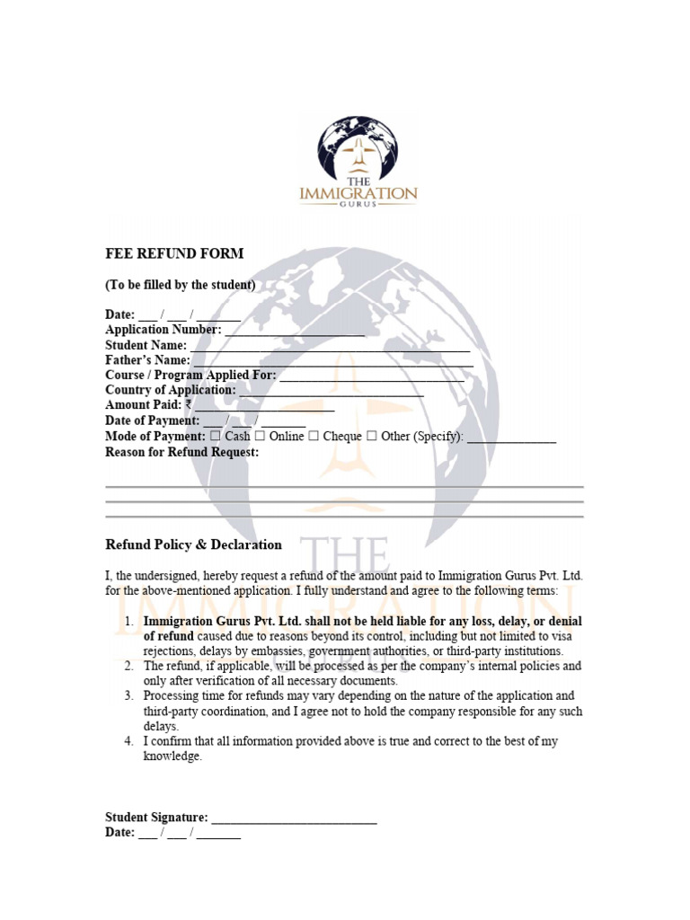Tasheer Refund Request Form | PDF