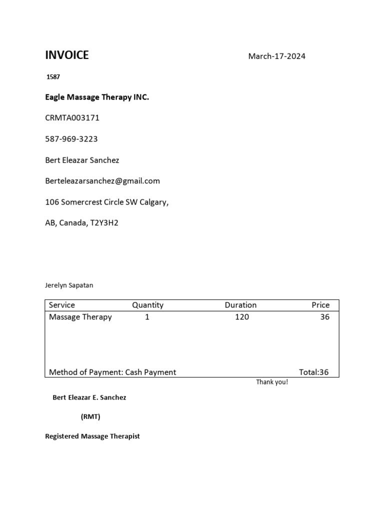 (03-17-2024) (#1587 Cash Pay $36) Jerelyn Sapatan | PDF