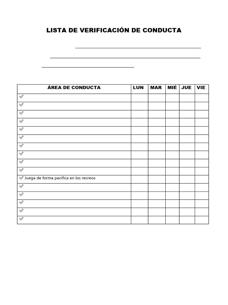 Lista de Verificación de Conducta | PDF
