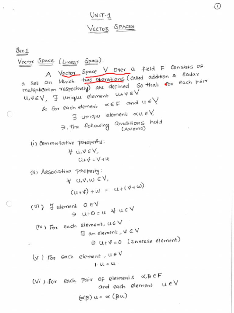 Unit- 4(Vector Spaces) | PDF