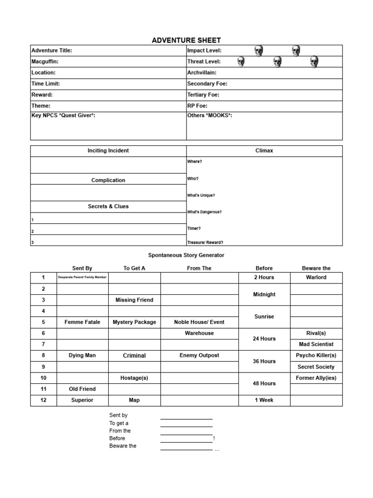 GM Sheet Rough Draft 1 | PDF | Entertainment | Tabletop Games