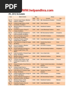 IPL 2021 Match Schedule and Fixtures | PDF | Summer Sports | Cricket ...