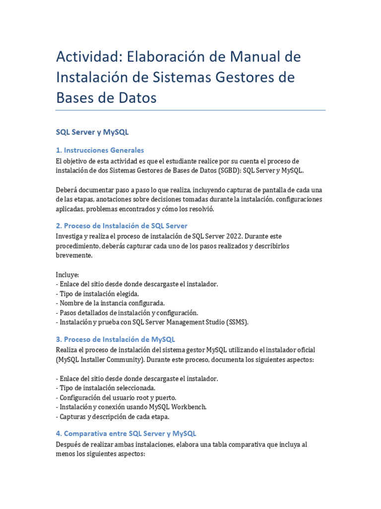 Actividad Manual Instalacion SGBD | PDF