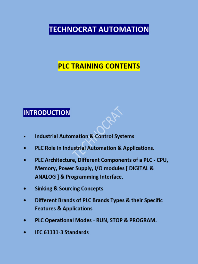 Training Content - Caiae - Technocrat Automation | PDF | Programmable Logic Controller | Scada