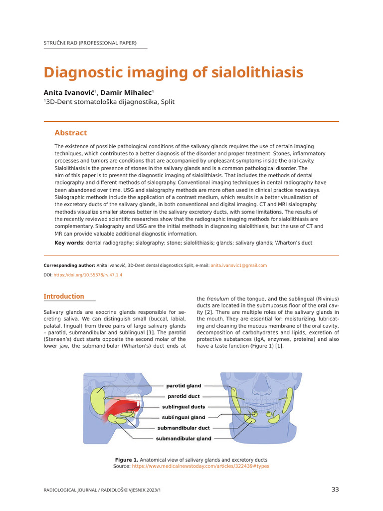 DX Imaging of Sialolithiasis | PDF | Medical Imaging