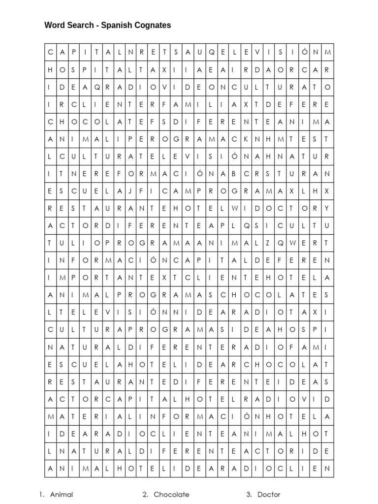 Spanish Cognates Word Search Puzzle | PDF | Chess