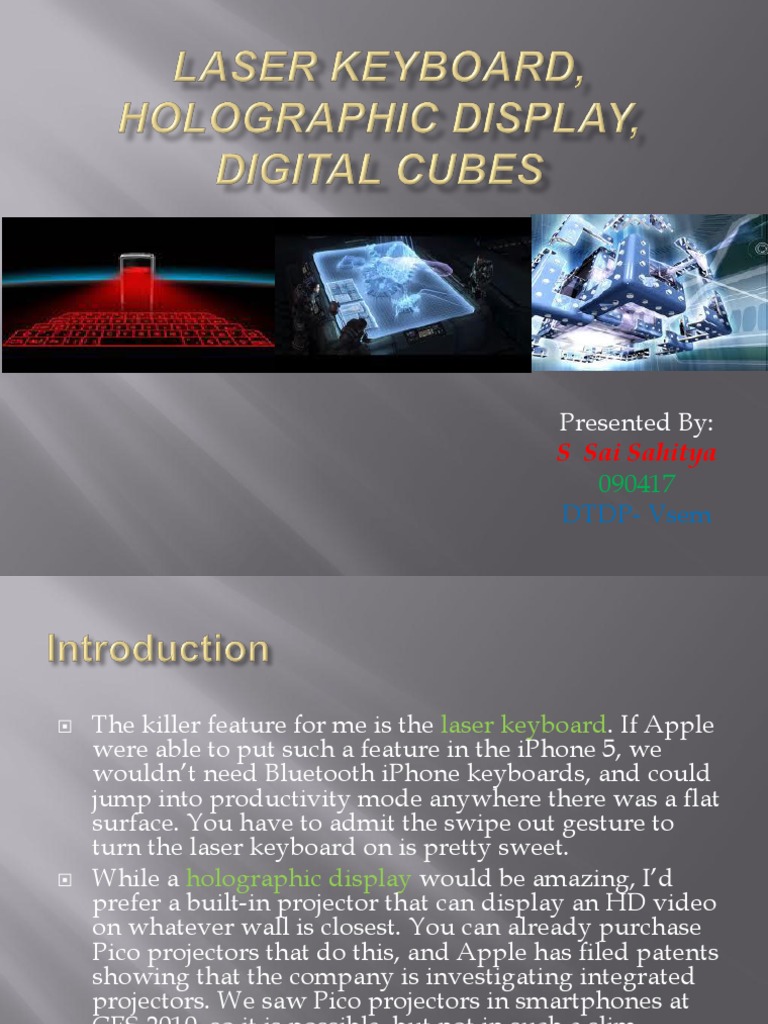 Laser Keyboard, Holographic Display | PDF | Holography | Optics