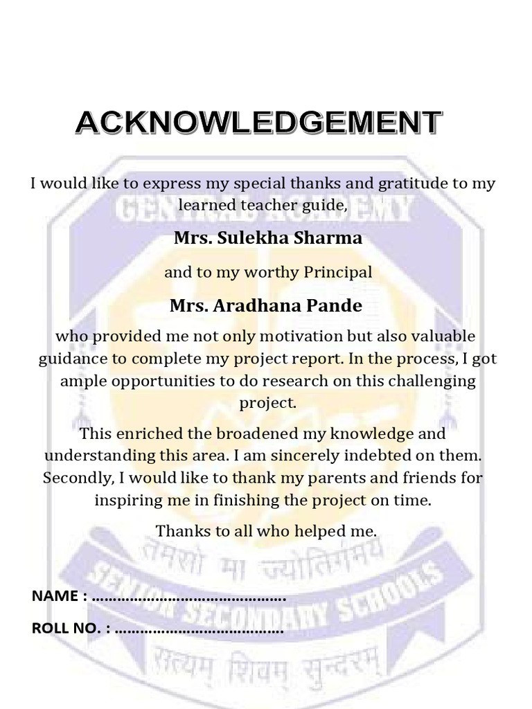 Acknowledgement Final 1 | PDF