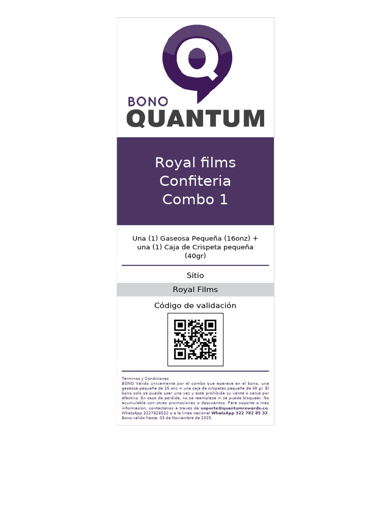 Combo Gaseosa y Crispeta Royal Films | PDF