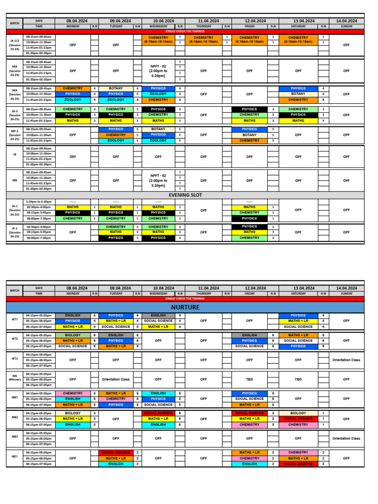 Time Table Format 08042024 | PDF