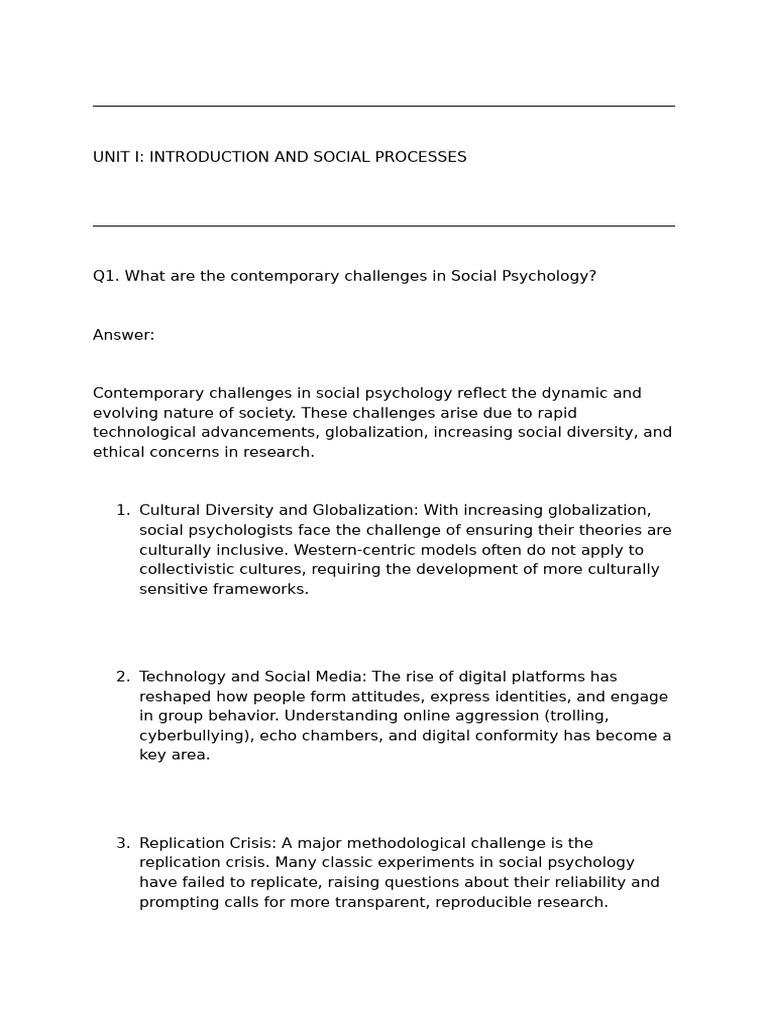 Social Psy Unit 1 Application Level | PDF | Social Psychology | Psychology