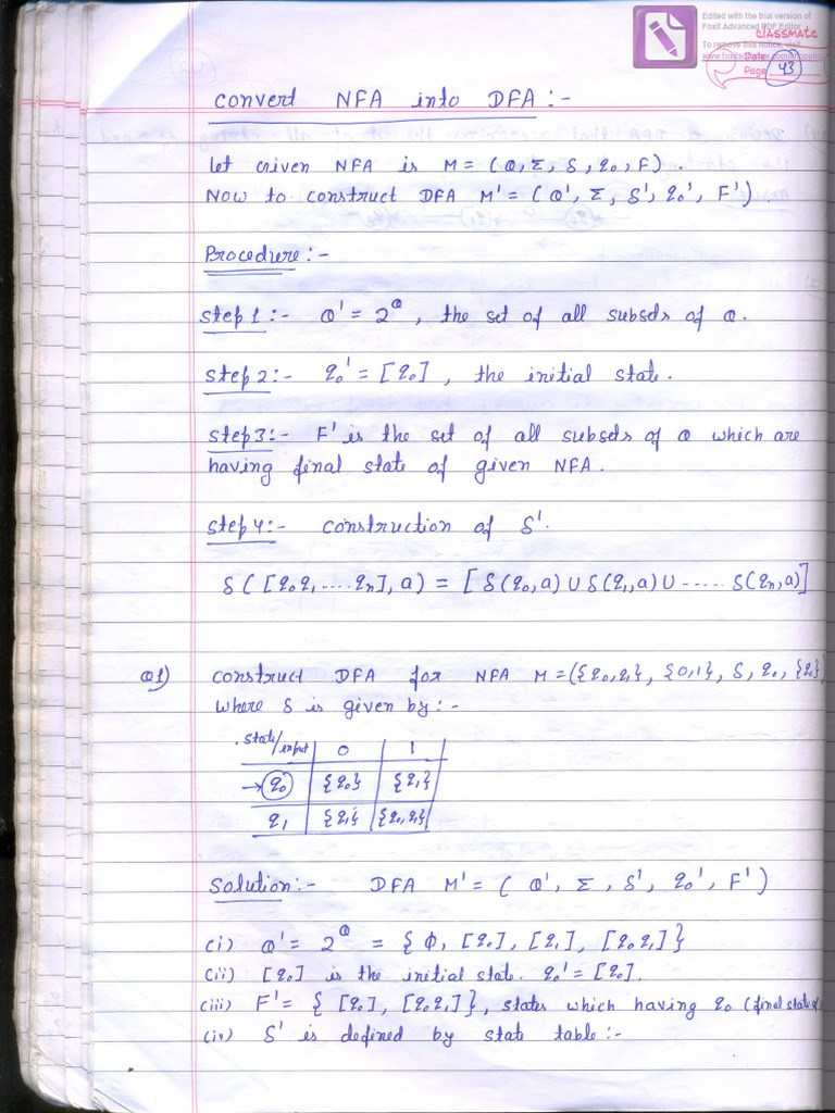 NFA to DFA (TOC) | PDF