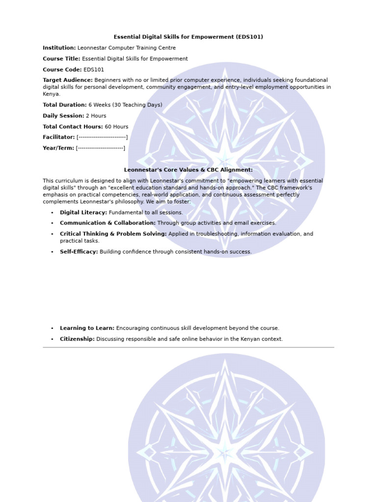 Scheme of Work (Computer Training) | PDF | Microsoft Excel | Spreadsheet