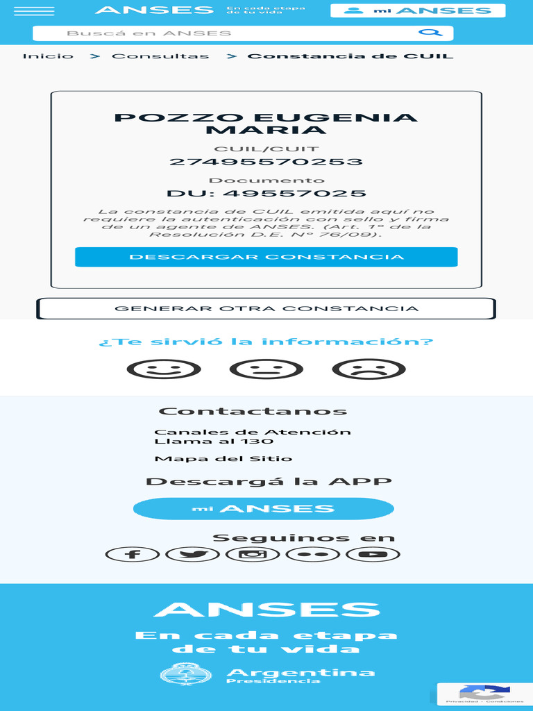 Descarga de Constancia de CUIL ANSES | PDF