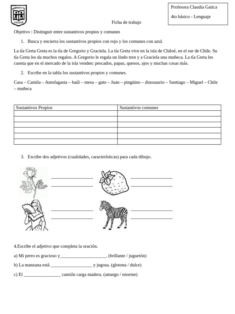 Sustantivos Propios y Com | PDF