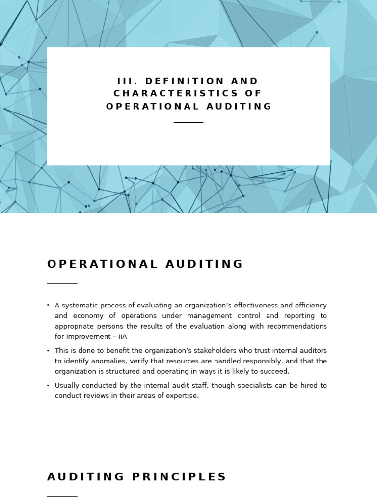 Definition and Characteristics of Operational Auditing | PDF | Audit ...