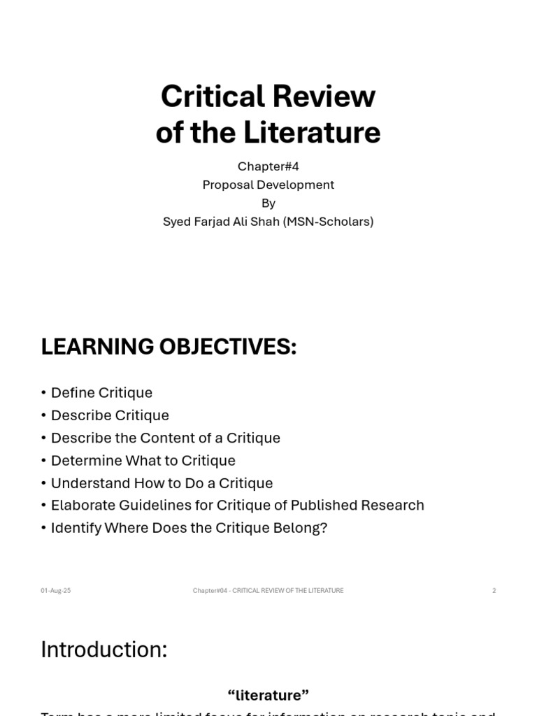 Critical Review Guidelines by Farjad Ali | PDF | Information | Methodology