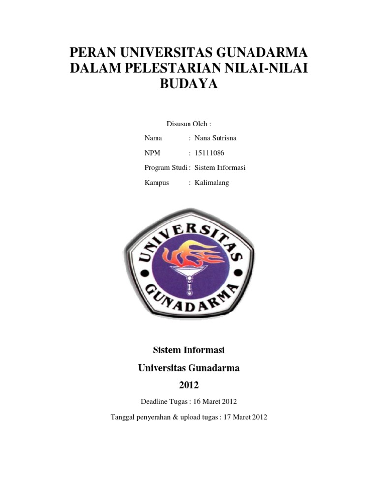 Makalah Peran Universitas Gunadarma Dalam Melestarikan Nilai Nilai ...