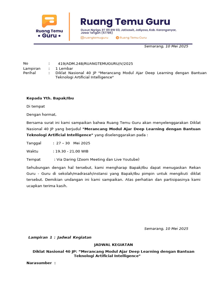 Diklat Nasional: Modul Ajar Deep Learning | PDF