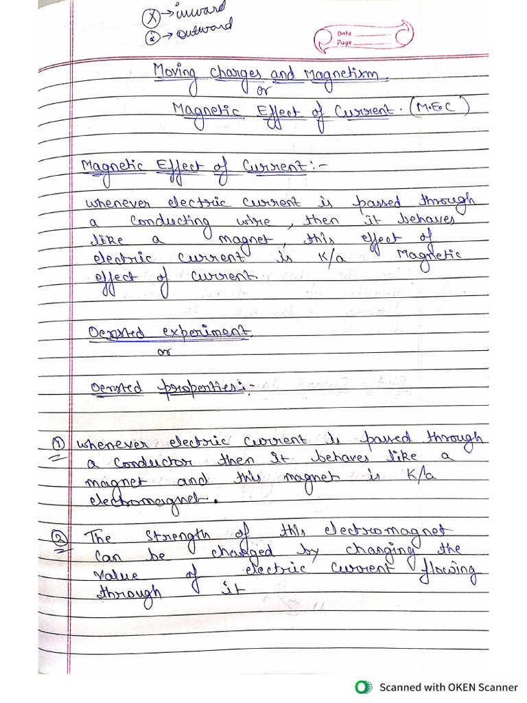 Magnetic Effect of Current Notes PDF | PDF