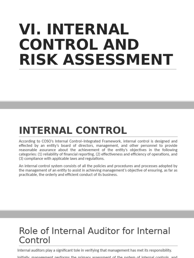 Internal Control and Risk Assessment Overview | PDF | Internal Control ...