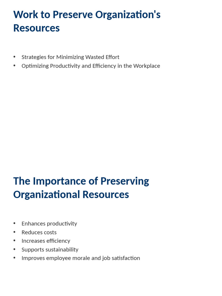 Strategies for Preserving Organizational Resources | PDF | Goal ...