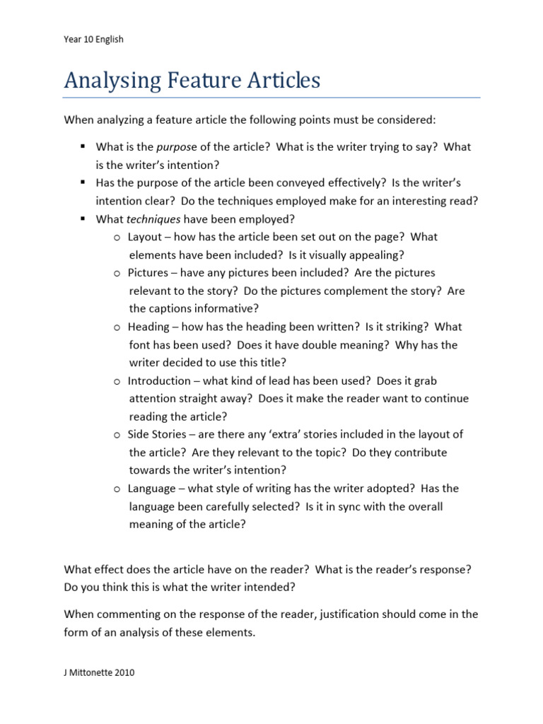 Analyzing Feature Article Layouts | PDF
