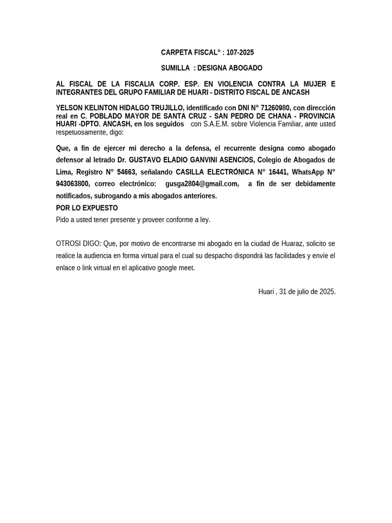 Designa Abogado Hidalgo T. | PDF