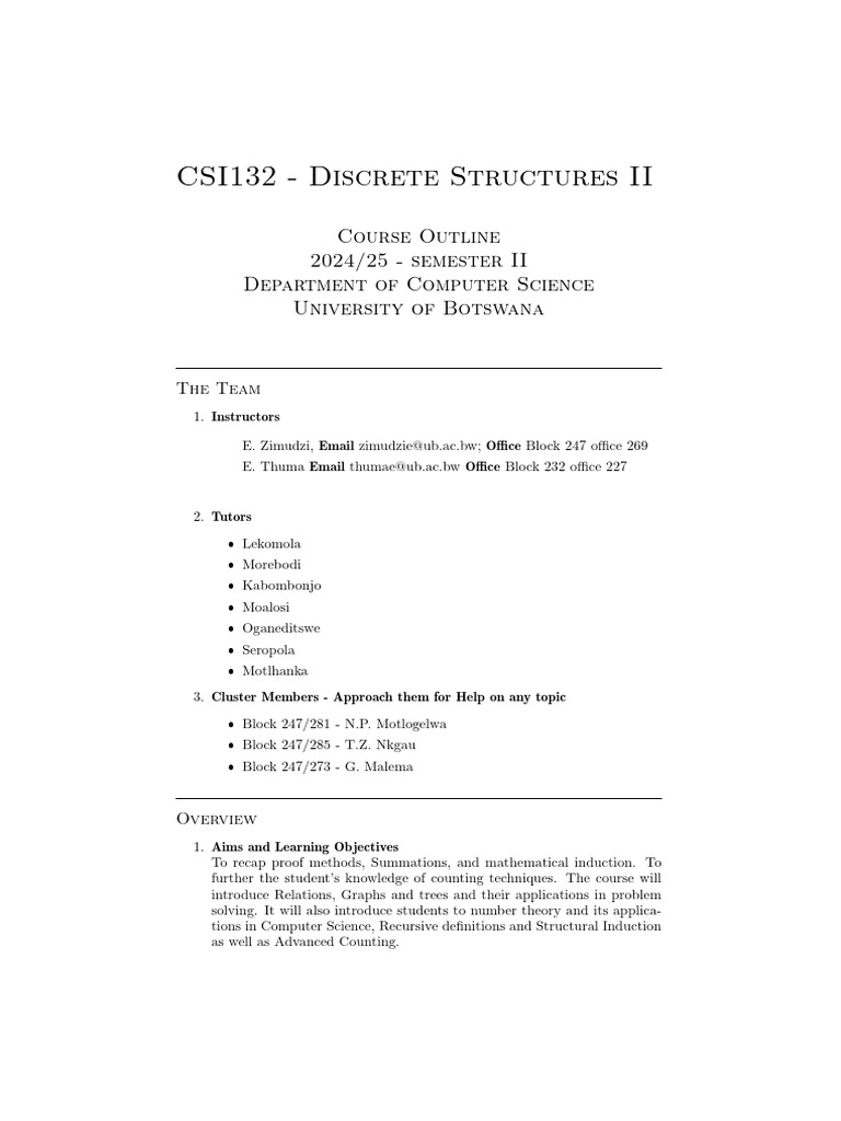 Discrete Structures II Course Outline | PDF | Mathematics ...