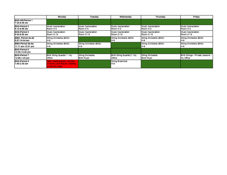 Matt Geisinger FULL BMS - BHS Schedule | PDF
