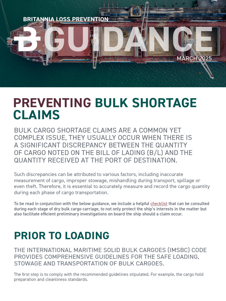 Preventing Bulk Shortage Claims Guidance | PDF | Cargo | Surveying