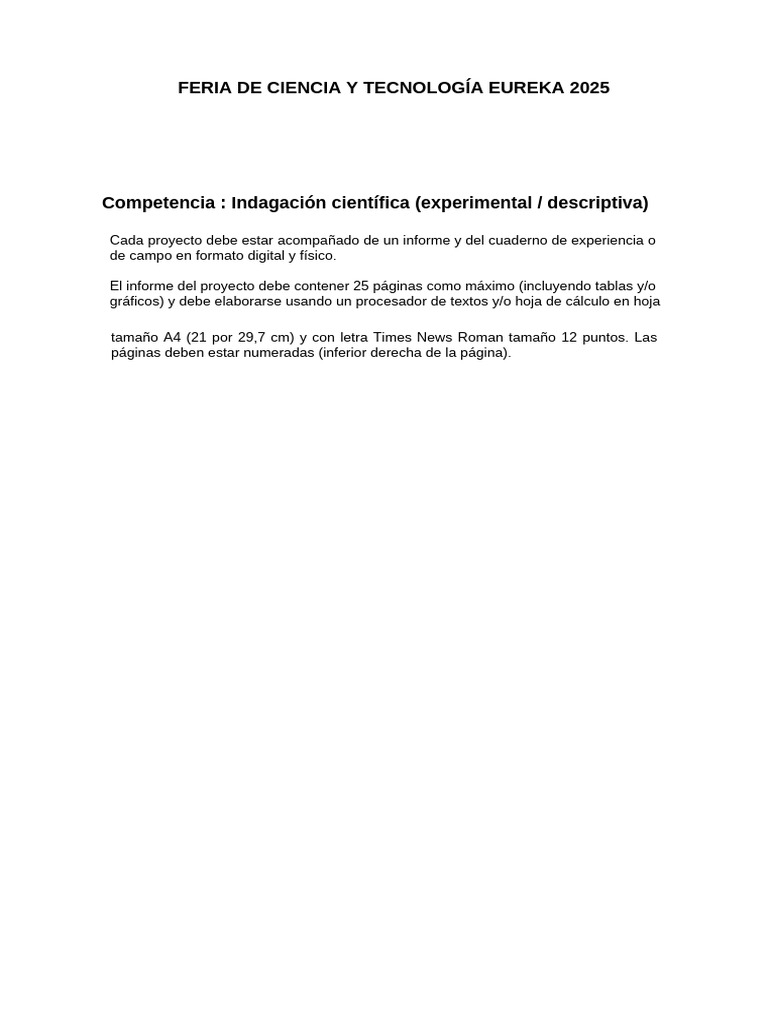 Informe Indagación Científica-Eureka 2025 | PDF | Investigación ...