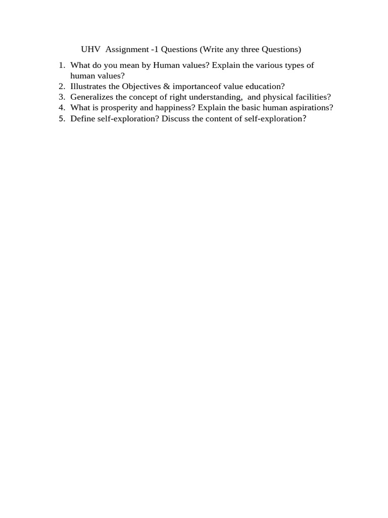 UHV Assignment Questions | PDF