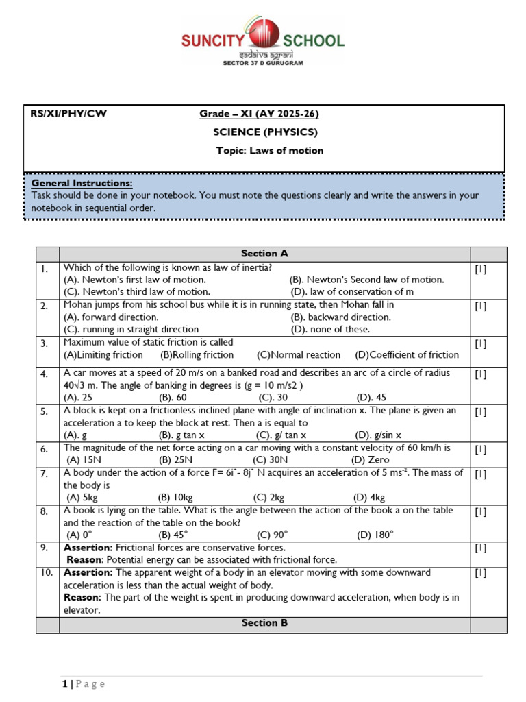 GR Xi Physics Class Work | PDF | Force | Momentum
