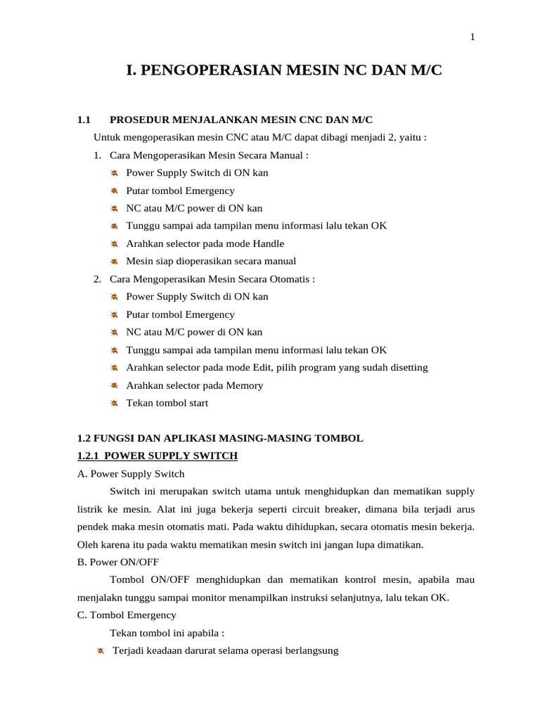Panduan Operasi Mesin CNC dan M/C | PDF